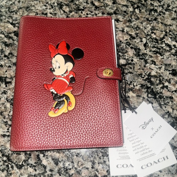 Coach | Office | Coach Red Leather Notebook With Minnie Mouse | Poshmark